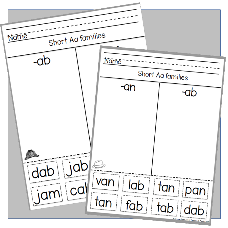 Word Sorts for Kindergarten Short Vowels